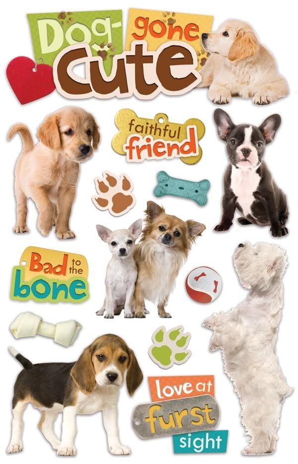 Scrapbook Stickers - 3D Dog Gone Cute - Paper House